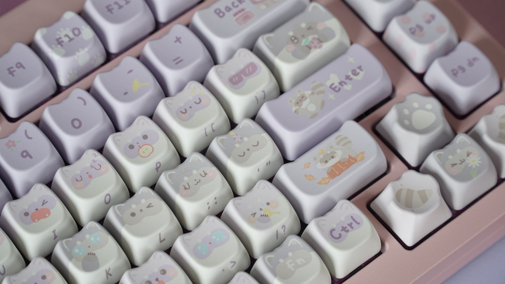 springtime raccoons keycaps – momokeebs